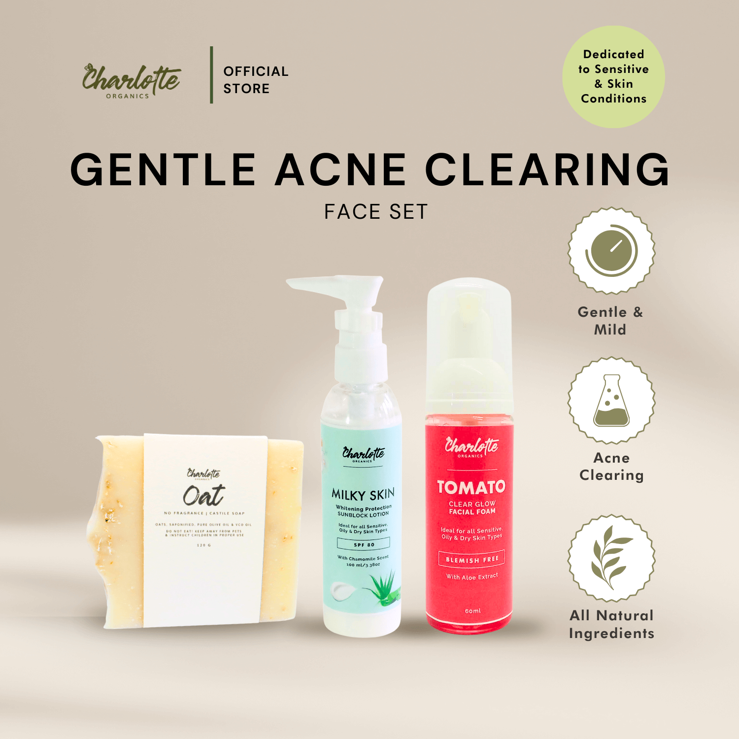 Acne Clearing Facial Set – Charlotte Organics PH